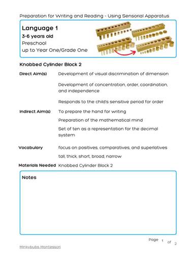 Montessori Preparation for Reading and Writing 1st Group Pre-Writing ...
