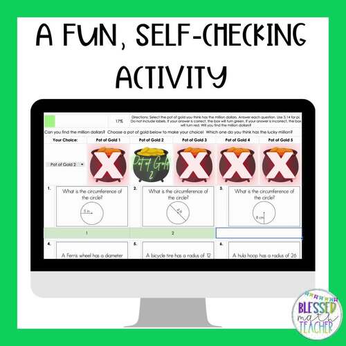 Circumference of Circles Digital Activity and Worksheet - St. Patrick's Day