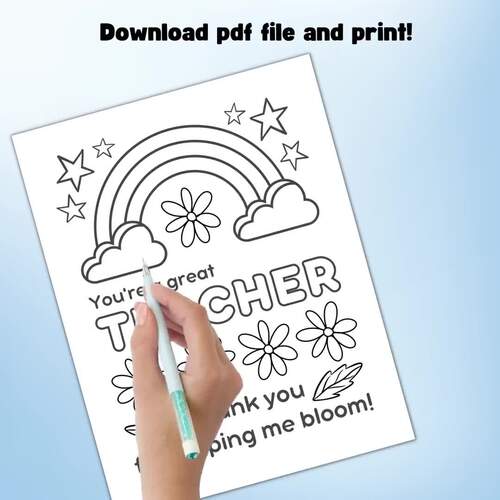 Teacher Appreciation Coloring Sheet | Thank You Page for Teacher ...