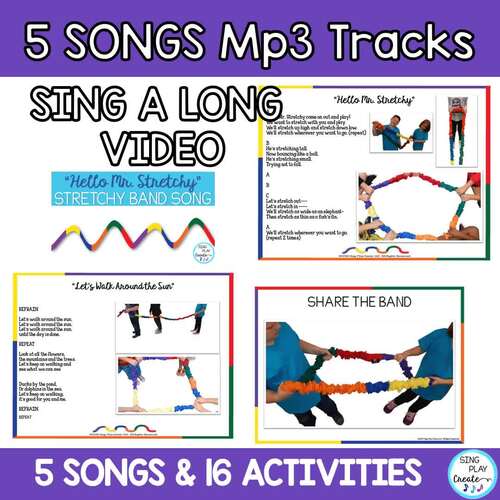Stretchy Band and Connect a Band Movement Activities Music, PE, Team ...