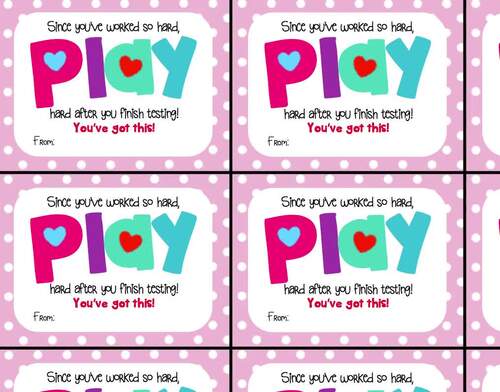 Play-Doh Testing Motivation Treat Tag- Since you've worked so hard ...