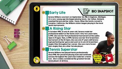 Serena Williams LINKtivity® (Digital Biography Activity) by The ...