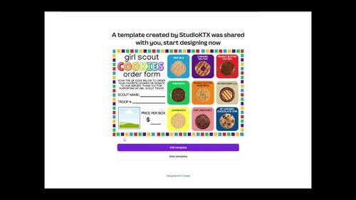 Scout Cookie Order Form with QR Code Editable LBB ABC Baker 2026 cookies