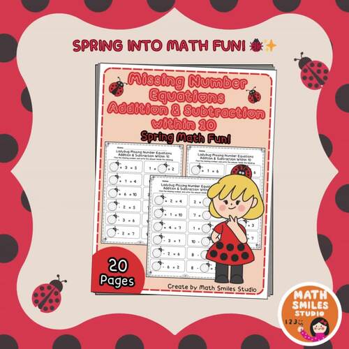 Ladybug Missing Number Equations | Add & Subtract Within 10 | Spring ...