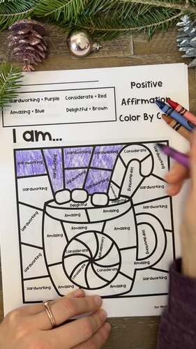 Winter Positive Affirmation Color By Code by Our Mindful Garden | TPT