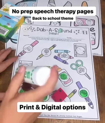 Dab-A-Sound Articulation: Back to School Speech Therapy Resource