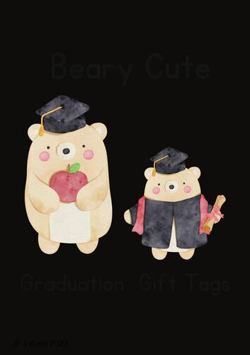 End of Year Graduation Tags | Printable Bear Gift Tags for Kindergarten