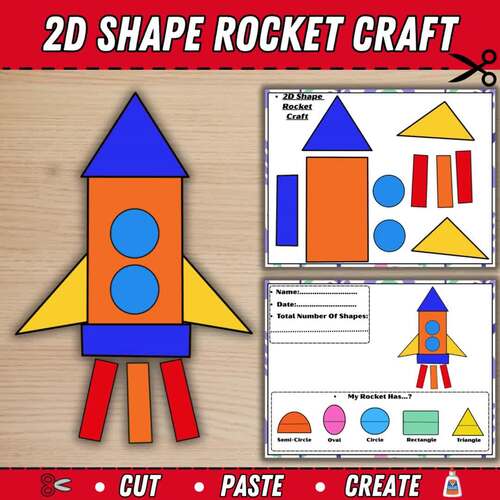 2D Shape Rocket Craft | Shapes Cut-and-Paste Math For Preschool ...