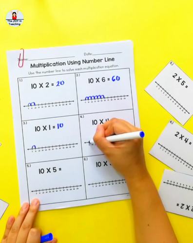 Multiplication Using Number Line Worksheet by The Joy in Teaching