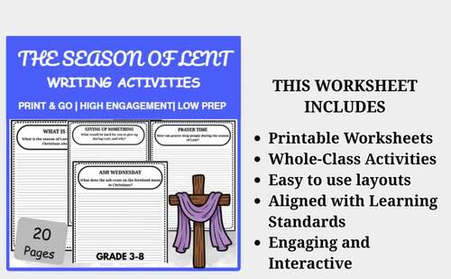 Lent Writing Prompts | Christian Classroom Activities | Grades 3–8