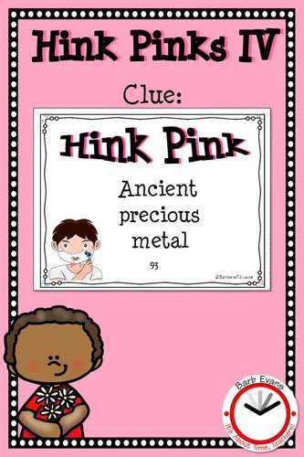 HINK PINK PUZZLES Set IV Word Riddles Task Cards Vocabulary Development ...