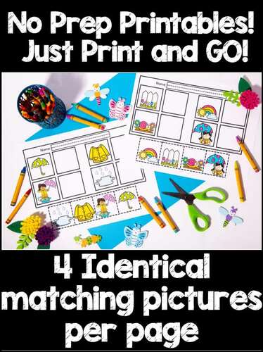 Spring Matching Cut and paste Worksheets and Centers by Especially Smart