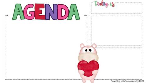 Daily Agenda Slides-February Animals Theme-Valentine's Day-Google Slides