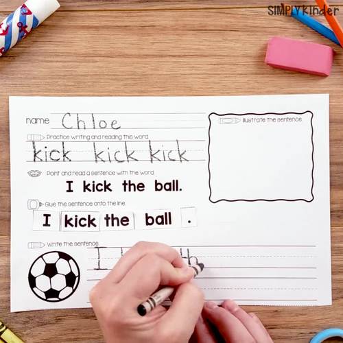 Cut and Glue Sentences - Spring Cut and Paste Sentence Writing Practice