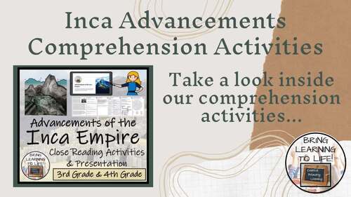Advancements of Inca Empire Reading Comprehension Activities | 3rd ...