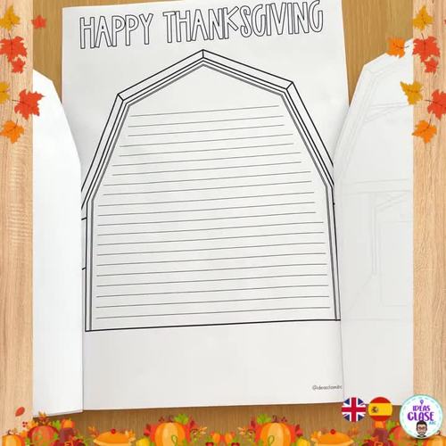 Thanksgiving writing elements graphic organizer- barn - bilingual