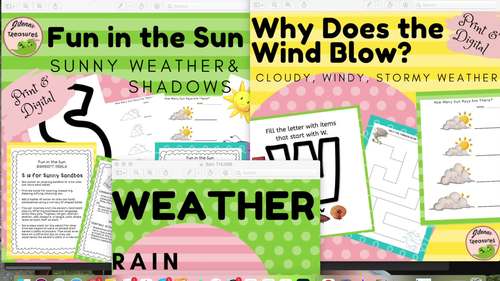 BUNDLE 3 Weather Units Preschool, Kindergarten PRINT and Interactive ...