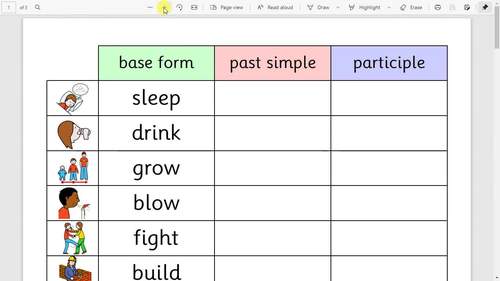 Irregular Verbs V1,V2,V3 - base form, past simple & past participle
