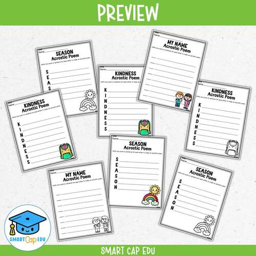 World Poetry Day Acrostic Poems for Kids | Writing Practice K–2 | TPT