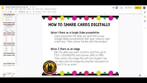 Birthday Cards for Students Editable English Spanish Bright Bold Dot