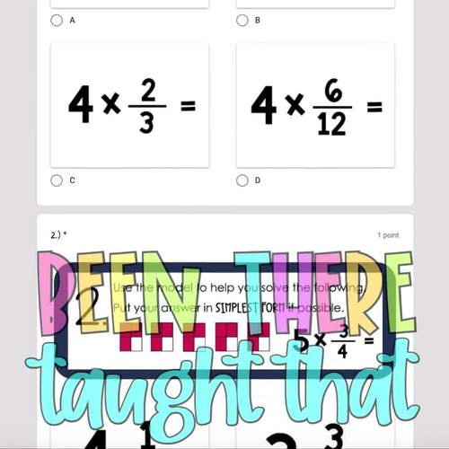 4th Grade Multiply Whole Number by Fraction SELF GRADING Quizzes