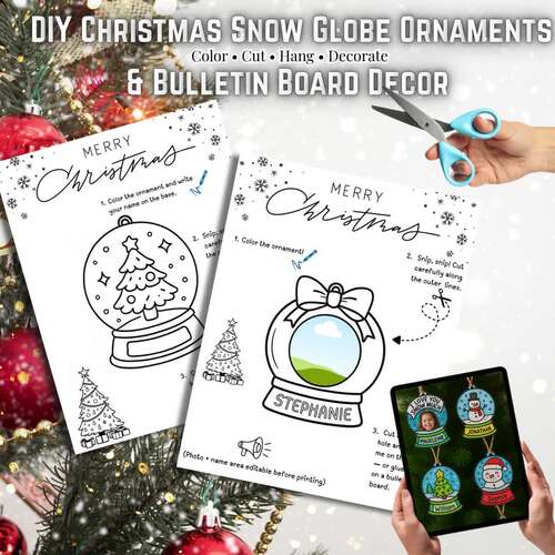 Christmas Snow Globe Ornament Craft – 12 Templates DIY Keepsake Gift