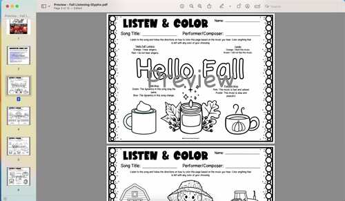 Fall Music Listening Glyphs for Grades 2-4 | No-Prep Coloring Sheets ...
