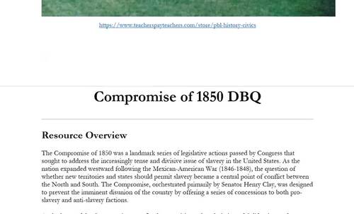 Compromise of 1850 DBQ by PBL History & Civics | TPT