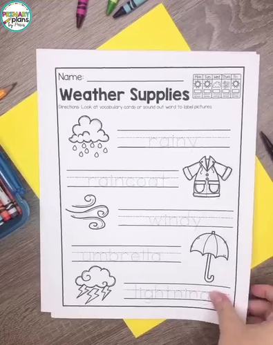 Weather Writing Center by Primary Plans by Paris | TPT