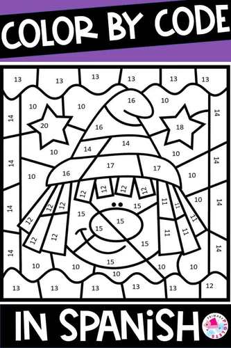 Spanish HALLOWEEN Color by Code 1 to 20 Coloring Pages FALL by Primary ...