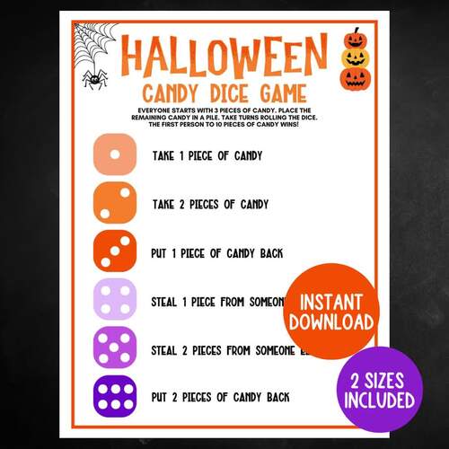 Classroom Halloween Game, Halloween Candy Dice Game, Classroom Community