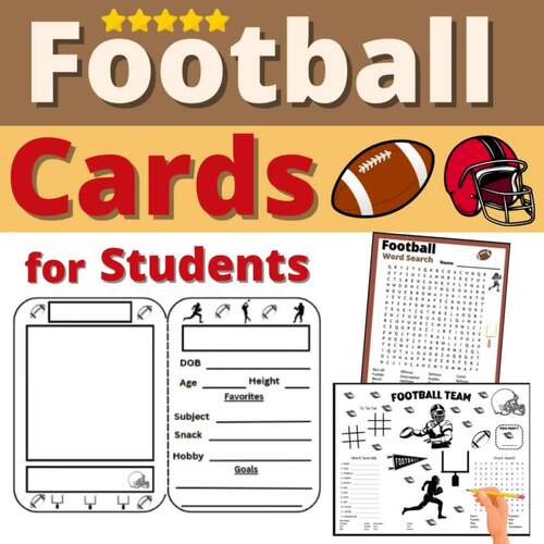 Football Card Activity for Student Cards Team Activity Sheet and Word ...