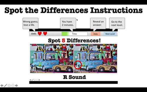 Spot the Difference Articulation No Prep Digital Game for R Visual ...