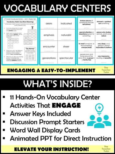 WONDERS Hands On Vocabulary Activities That Engage Grade 3 Unit 2 Week 5