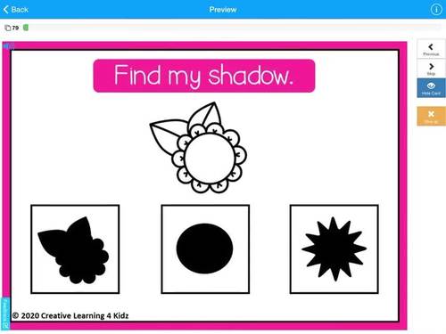 Find My Shadow Visual Discrimination Boom Cards for Distance Learning