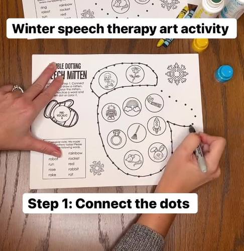Double Dotting Speech Mittens Speech Therapy Art Activity by Panda Speech