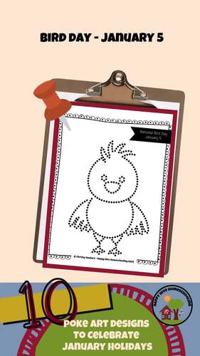 Push Pin Poke Art - January Holidays by Happy Hive Homeschooling