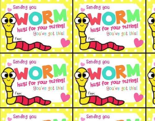 Testing Motivation Gift Tags – Gummy Worm Treat Tags for Test Day ...