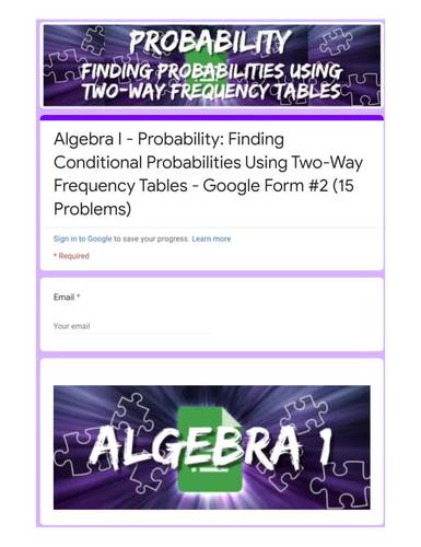 Algebra 1 - Probability (Conditional - 2-Way Frequency Tables) Google ...