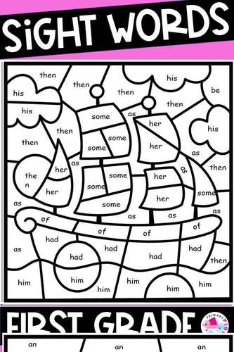 THANKSGIVING Color by Code Sight Words First Grade by Primary Piglets