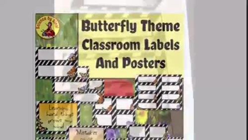 EDITABLE Classroom Decor Labels and Posters BUTTERFLY THEME Task cards ...