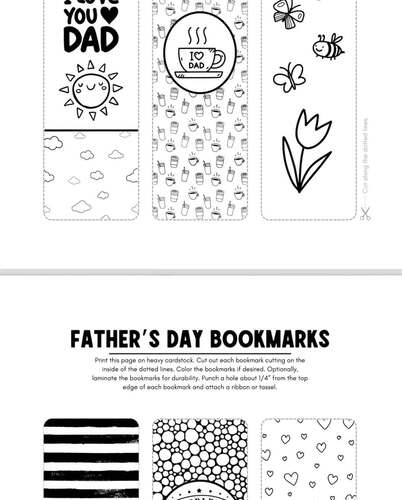 Father’s Day Bookmarks to Color, EASY Craft for Dad, Bilingual English ...