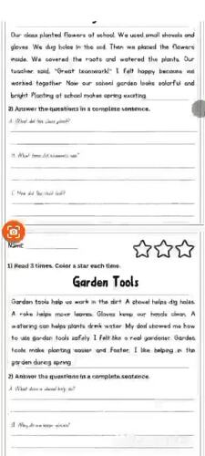 Garden Reading Passages with Comprehension Questions | Short No Prep ...