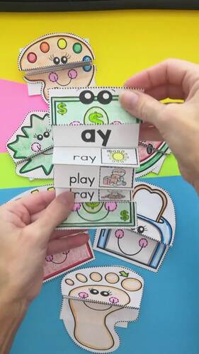 Vowel Teams bundle Foldable Phonics crafts & activities worksheets review