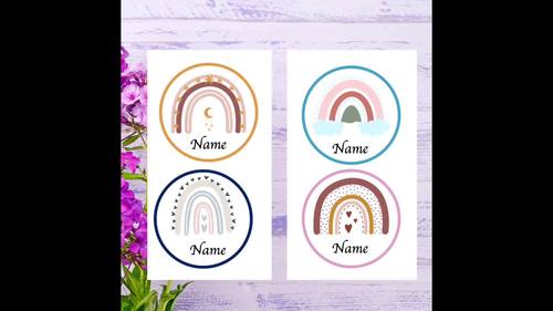 EDITABLE Name Tags - Desk Labels - Boho Rainbow Themed Classroom Decor ...