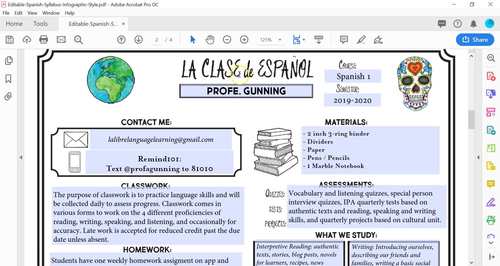 Editable Spanish Syllabus Infographic Style by La Libre Language Learning