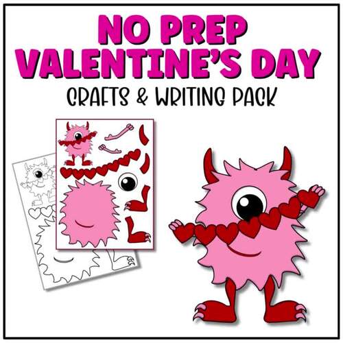 Build a Love Monster Craft | Valentine Writing Activity & Cut and Paste ...