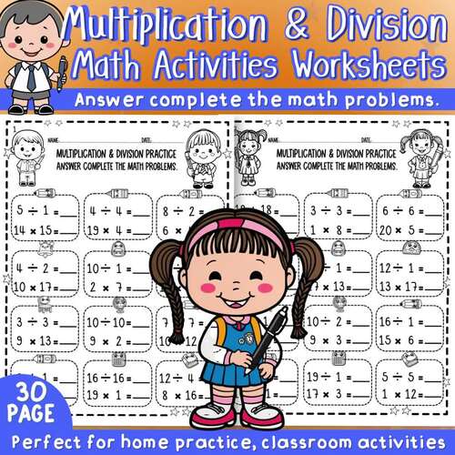 Multiplication and Division Worksheets, Complete and Answer the Math ...