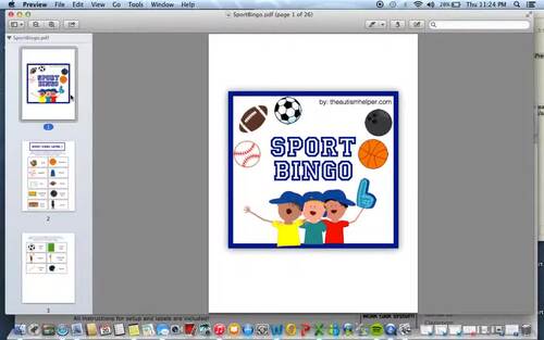 Sport Bingo by The Autism Helper | TPT