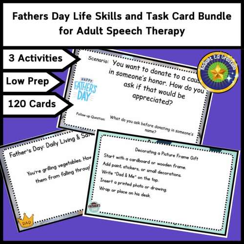 Fathers Day Life Skills and Task Card Bundle for Adult Speech Therapy